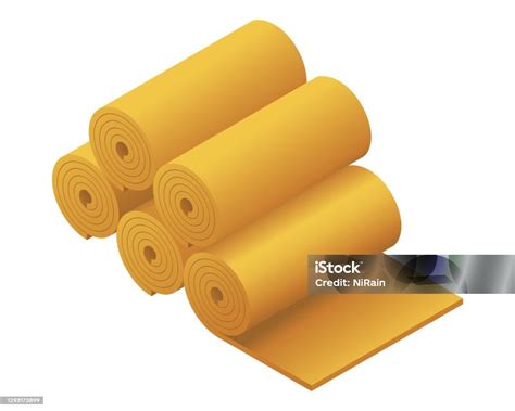 미네랄 울 플랫 벡터 아이콘 흰색 배경에 격리 된 유리 섬유 절연 재료의 롤 열 냉방 보호를 위한 벡터 일러스트록 울 절연체 3d 만화 유리 울 롤 아이콘 양모에 대한 스톡