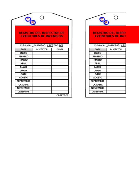 02 Rev 1 Etiquetas De Inspeccion De Extintores Pdf Supresión De