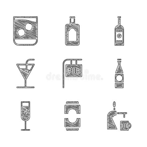 Set Street Signboard With Pub Beer Can Tap Glass Bottle Glass Of