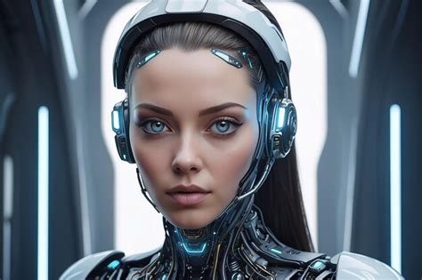 Premium Photo Closeup Of Futuristic Female Android In Detailed