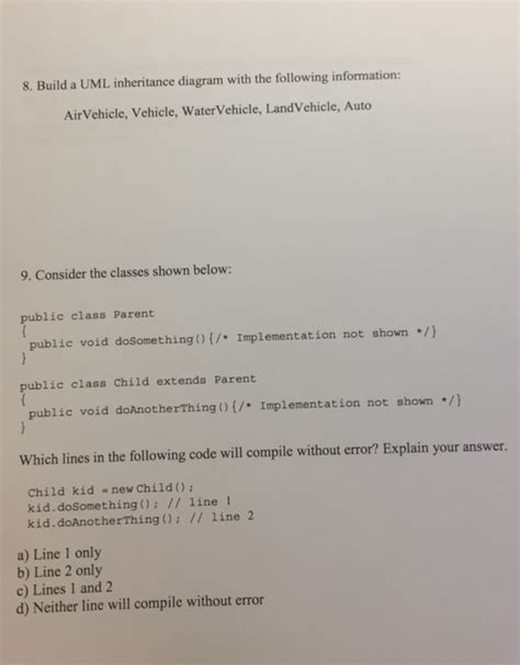 Solved Consider The Classes Shown Below Public Class