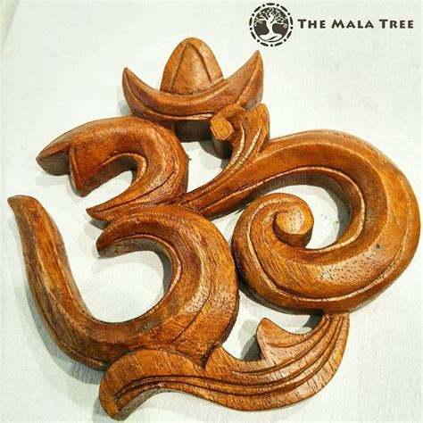 Wooden Om Symbol Decor Handcarved Limited Stocks The Mala Tree