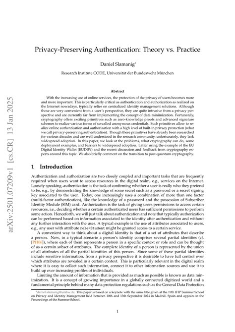 Pdf Privacy Preserving Authentication Theory Vs Practice