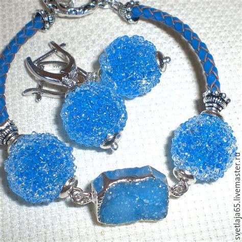 браслет и серьги Синие розы в интернет магазине на Ярмарке Мастеров Коломна доставка по