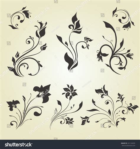 Curl Floral Set Stock Vector Royalty Free 241124335 Shutterstock