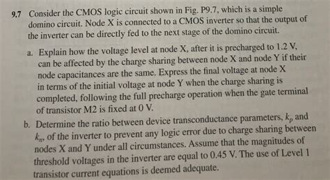 Solved Consider The Cmos Logic Circuit Shown In Fig P97
