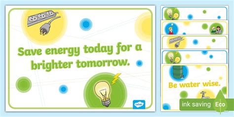 Energy Saving Slogans Poster Display Pack Ks1 Twinkl