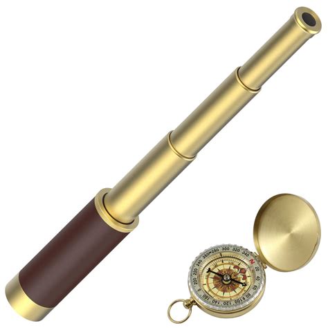 Pirate Spyglass Telescope Pocket Compass Set Caribbean