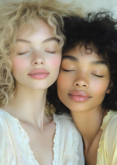 Two Women With Curly Hair And Dark Skin Are Posing For A Photo Premium Ai Generated Image