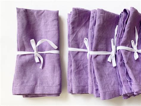 Льняные салфетки TouchableLinen 1 шт Сиреневый Салфетки для сервировки ...