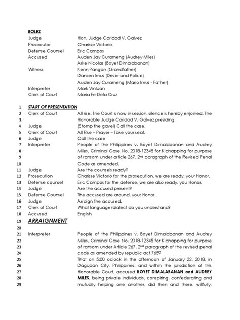 Script For Practice Court 11 Pdf Witness Prosecutor