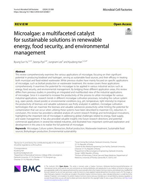 Pdf Microalgae A Multifaceted Catalyst For Sustainable Solutions In