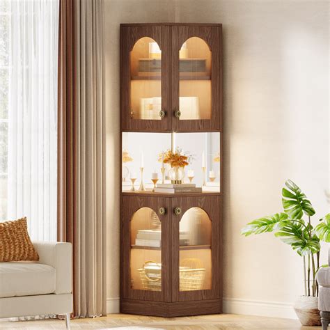Ebern Designs 78” Rustic Corner Bookshelf Bookcase With Doors Corner