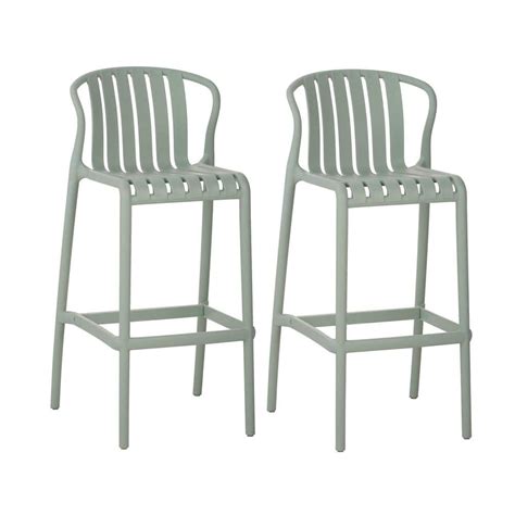 Christopher Knight Home Pixel 295 In H Green Plastic Outdoor Bar Stool 2 Pack Perforated