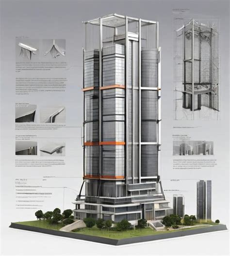 High Rise Building Structure System Wireframe Premium Ai Generated Image