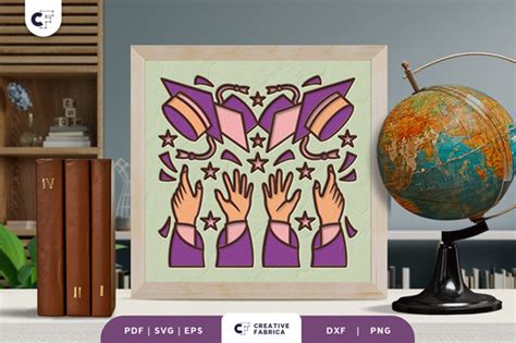 Throwing Graduation Caps 3d Paper Cut · Creative Fabrica