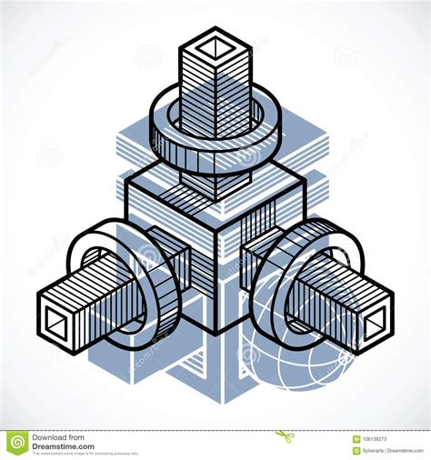 Abstract Vector Isometric Dimensional Shape Made Using Geometric Stock Vector Illustration Of