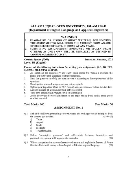 9066 Assignment Allama Iqbal Open University Islamabad Department