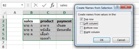 การอ้างอิงด้วยการตั้งชื่อ Define D Name Thep Excel