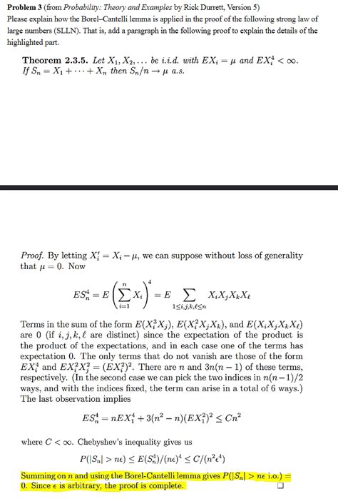 Solved Problem 3 From Probability Theory And Examples By Chegg