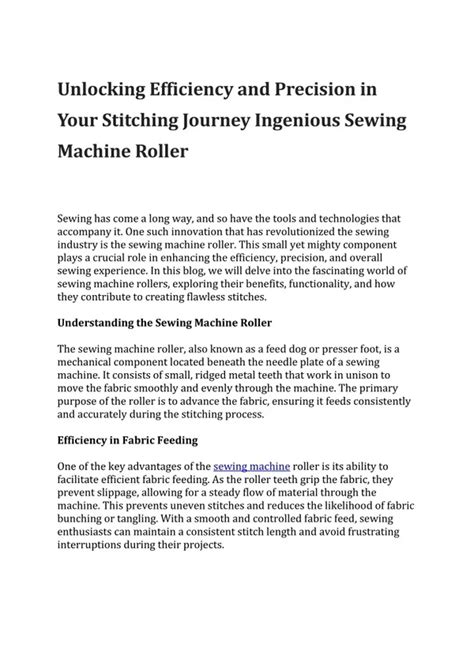 Ppt Unlocking Efficiency And Precision In Your Stitching