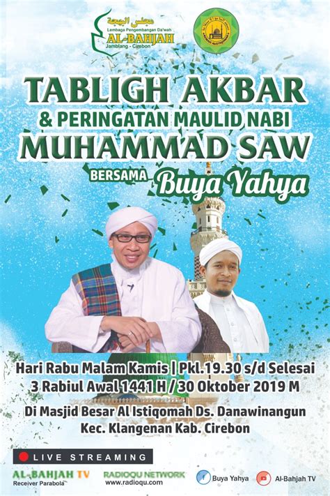 TABLIGH AKBAR PERINGATAN MAULID NABI MUHAMMAD SAW BERSAMA BUYA YAHYA