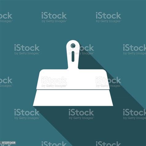 퍼 티 나이프 아이콘 긴 그림자와 격리입니다 주걱 복구 도구입니다 Spackling 또는 페인트 악기 평면 디자인입니다 벡터