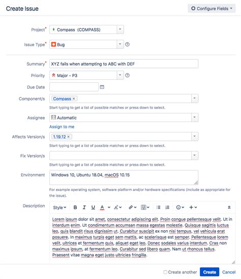 Bug Ticket Template