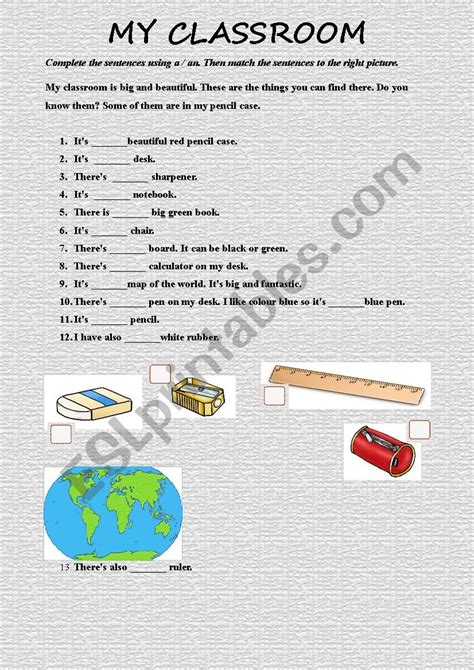 My Classroom Esl Worksheet By Anjak7