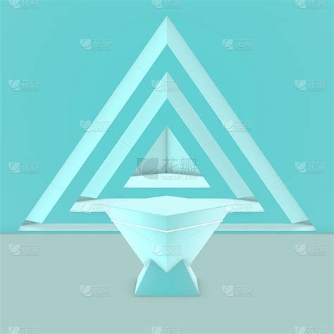 讲台阶段基座。时尚的背景，代表产品展示。简约的概念。抽象的空白布局在蓝色或绿松石色调。3d渲染，