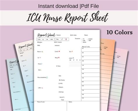 Cna Brain Sheet Icu Report Sheet Nurse Brain Sheet Nursing Report