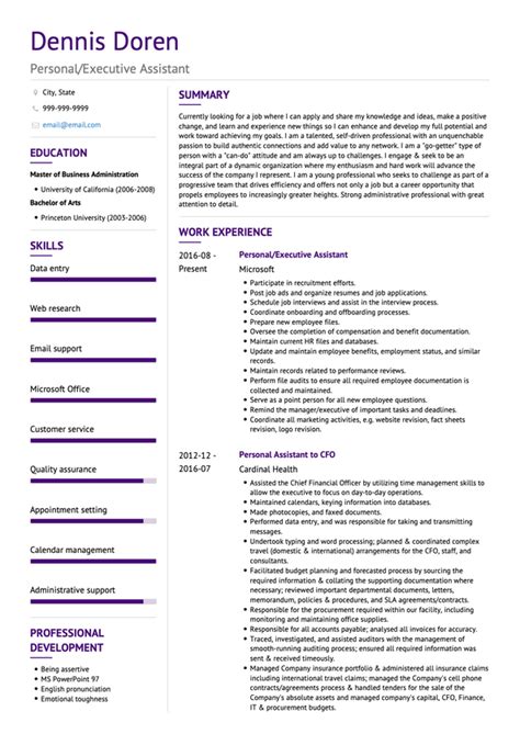 Personal Assistant Cv Examples And Templates Visualcv