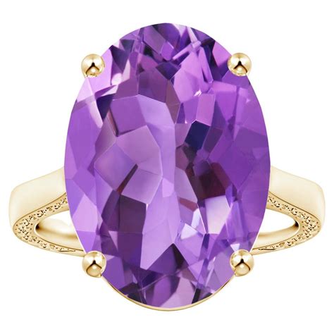 Customizable Angara Gia Certified Natural Solitaire Oval Amethyst Ring