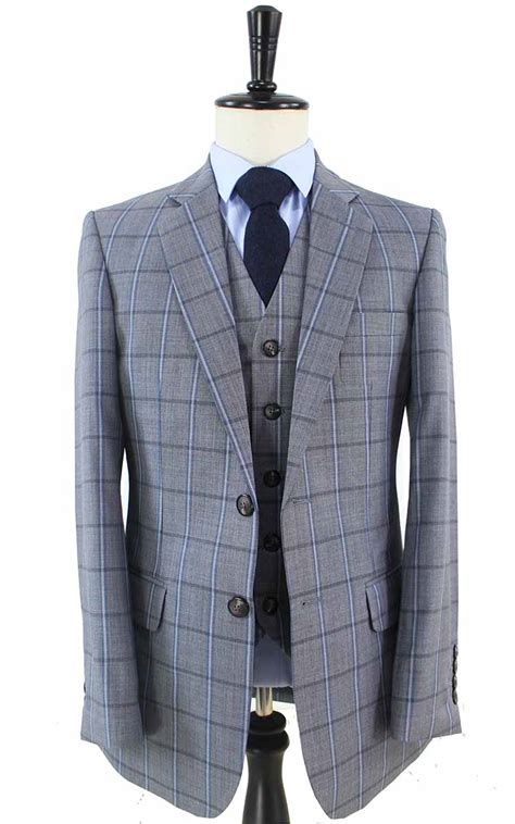 Grey Windowpane Worsted 3 Piece Suit丨free Shipping丨bdtailormade
