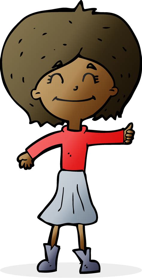glückliches mädchen der karikatur das daumen hoch symbol gibt Vektor Kunst bei Vecteezy