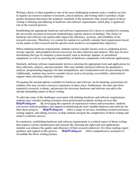 Sample Hardware And Software Requirements In Thesis Pdf Software