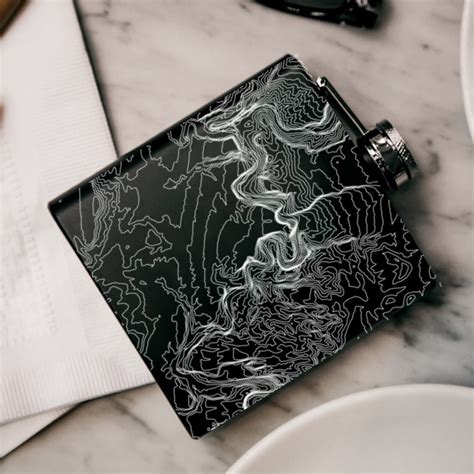 Dinosaur National Monument Engraved Topographic Map Hip Flask In Mat