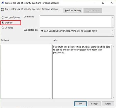 How To Disable Security Questions For Local Accounts On Windows 10
