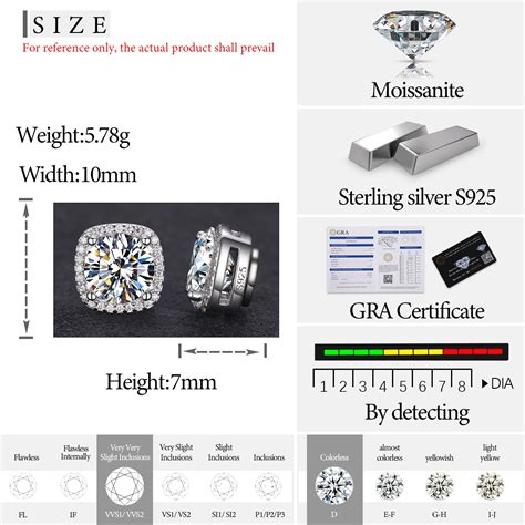 TUHE Diamond Tester Sterling Silver Moissanite Earrings