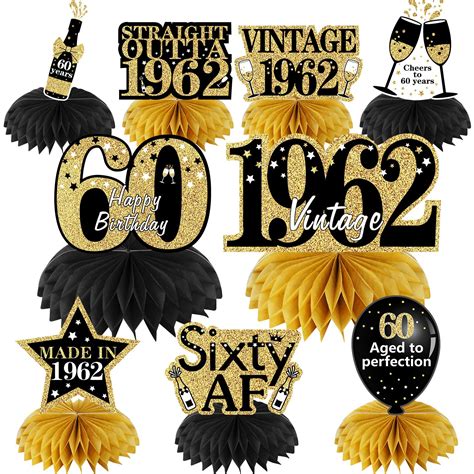 Buy 9 Pcs 60th Birthday Decorations Honeycomb Centerpieces For Women