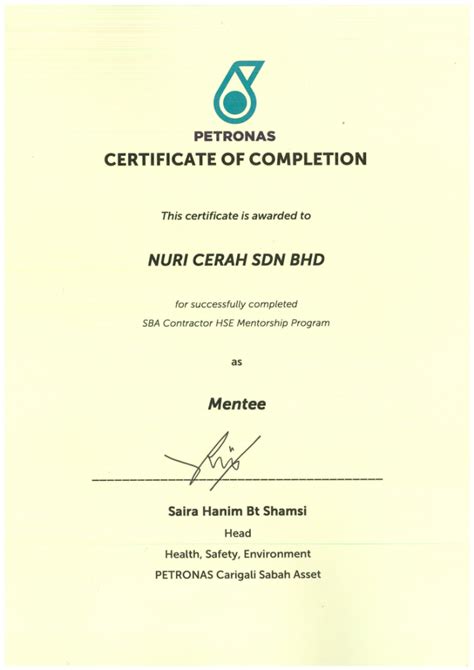 Sba Contractor Mentorhsip Graduation Program Nuri Cerah Sdn Bhd