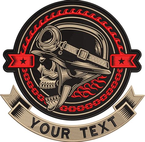 Skull Embroidered Patch Personalised Red Beige Skull Back Etsy