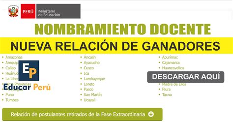 Nueva Relación de Docentes Nombrados en la Etapa Excepcional