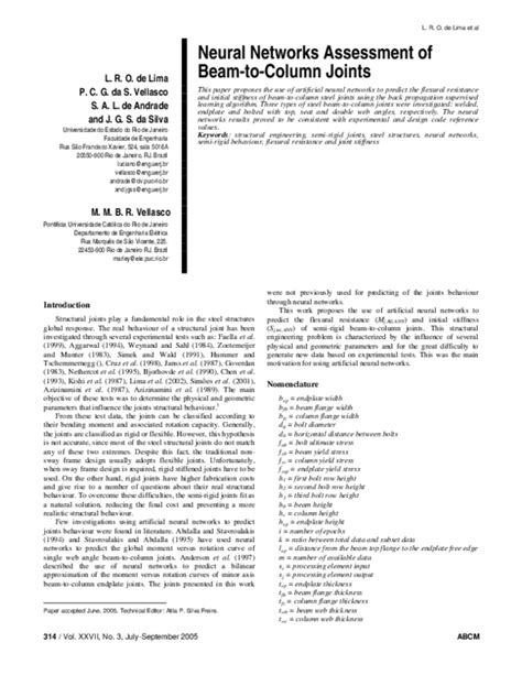 pdf neural networks assessment of beam to column joints