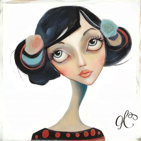 Premium Photo A Drawing Of A Woman With A Hairdo And A Red Polka Dot