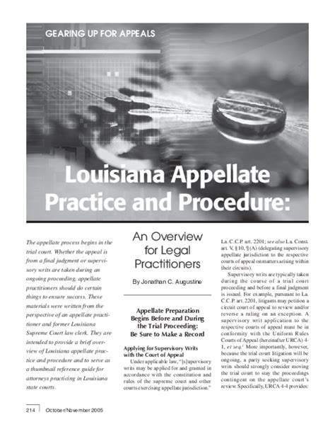 Pdf Louisiana Appellate Practice And Procedure An Overview For Legal