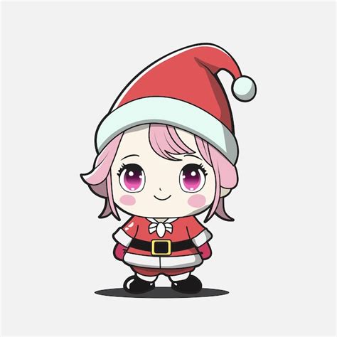 Premium Vector Kawaii Cute Chibi Santa Girl