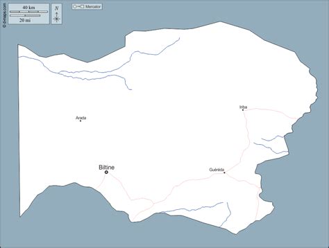 瓦迪菲拉區 免费地图 免费的空白地图 免费的轮廓地图 免费基地地图 大纲 水文学 主要城市 道路 名称