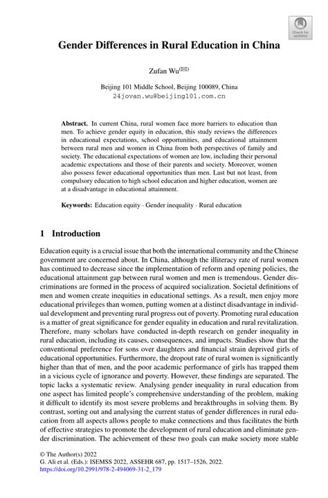Pdf Gender Differences In Rural Education In China
