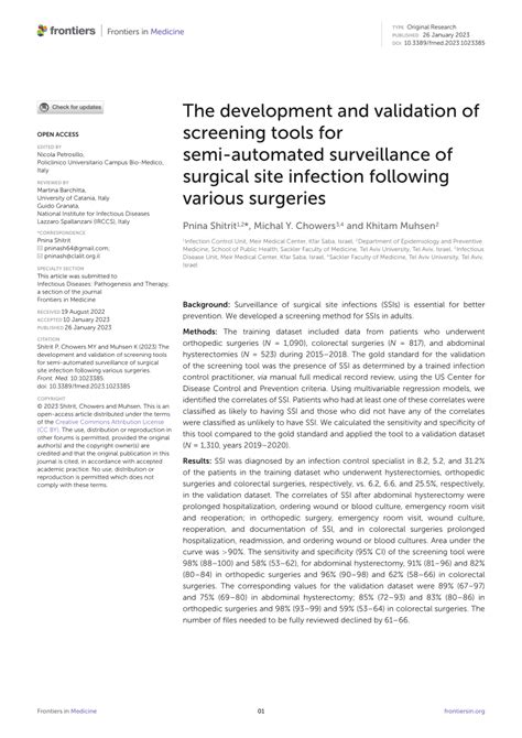 Pdf The Development And Validation Of Screening Tools For Semi